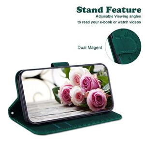 ONV Flip Case for Oppo Reno 6 Pro 5G - Rose Butterfly Embossed Phone Case with Card Holder Lanyard Stand Case Leather Magnetic Wallet Cover for Oppo Reno 6 Pro 5G [XT] -Green