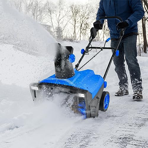 Goplus Snow Blower, 120V 15A Electric Snow Thrower with 180° Rotatable Chute & Folding Handle for Yard Driveway, 20 x 10 Inches Clearing Path, 30 Feet Throwing Distance (Blue)