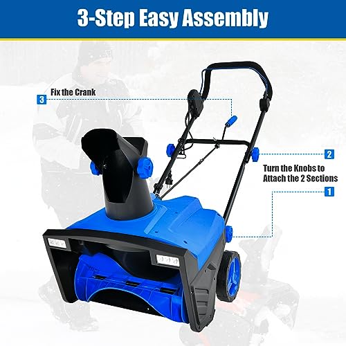 Goplus Snow Blower, 120V 15A Electric Snow Thrower with 180° Rotatable Chute & Folding Handle for Yard Driveway, 20 x 10 Inches Clearing Path, 30 Feet Throwing Distance (Blue)