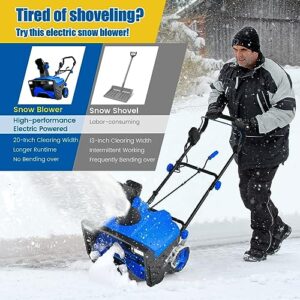 Goplus Snow Blower, 120V 15A Electric Snow Thrower with 180° Rotatable Chute & Folding Handle for Yard Driveway, 20 x 10 Inches Clearing Path, 30 Feet Throwing Distance (Blue)