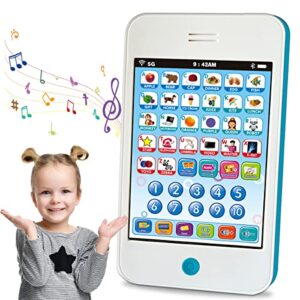 gaginan baby phone /kids tablet learn alphabets words numbers music abc learning for toddlers educational toy for 3years+ (blue)