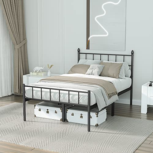 UYUK Full Size Metal Platform Bed Frame with Headboard, Non-Slip Without Noise, Heavy Duty Easy Assembly