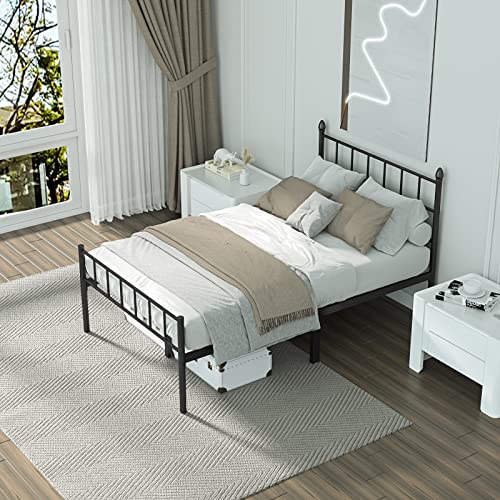 UYUK Full Size Metal Platform Bed Frame with Headboard, Non-Slip Without Noise, Heavy Duty Easy Assembly