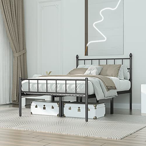 UYUK Full Size Metal Platform Bed Frame with Headboard, Non-Slip Without Noise, Heavy Duty Easy Assembly