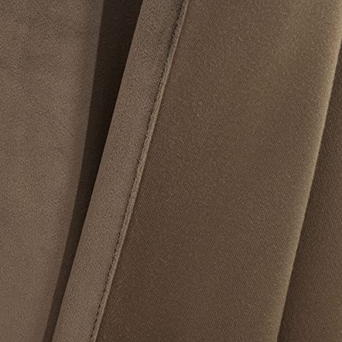 Royal Tradition Velvet Heavyweight Grommet Top Window Curtains, Set of 2 (52" Wx84 L) Solid Panels, Taupe