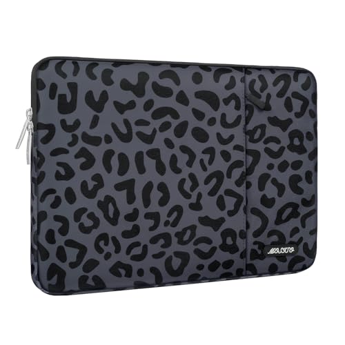 MOSISO Laptop Sleeve Case Compatible with MacBook Air/Pro, 13-13.3 inch Notebook, Compatible with MacBook Pro 14 inch 2023-2021 A2779 M2 A2442 M1, Leopard Grain Polyester Vertical Bag with Pocket