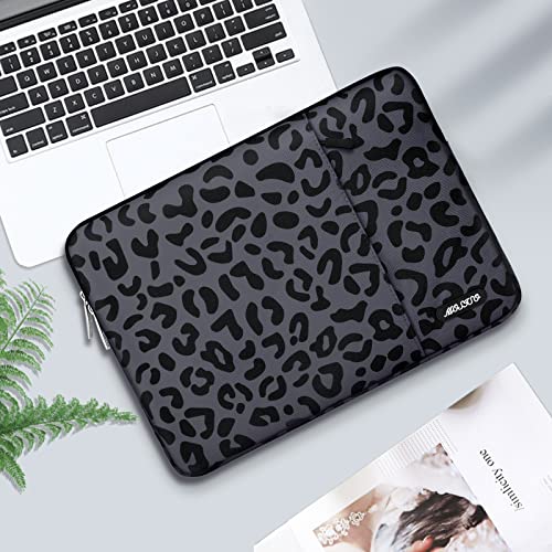 MOSISO Laptop Sleeve Case Compatible with MacBook Air/Pro, 13-13.3 inch Notebook, Compatible with MacBook Pro 14 inch 2023-2021 A2779 M2 A2442 M1, Leopard Grain Polyester Vertical Bag with Pocket