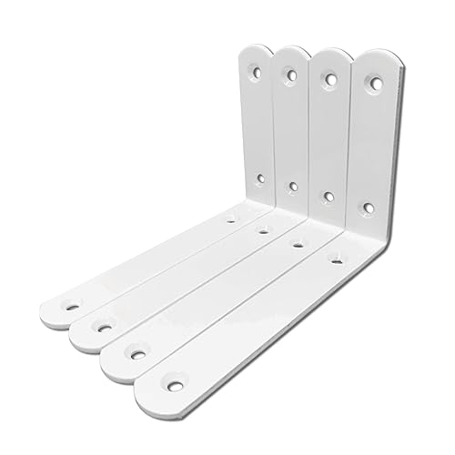 4 Pcs Shelf Bracket,5 Inch White Floating Shelf Bracket Heavy Duty Meta Walll L Bracket for Floating Shelf Bracket - Wall Mounted Support for DIY with Screws