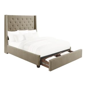 Lexicon Eulalie Upholstered Platform Bed with Storage, Cal King, Brown