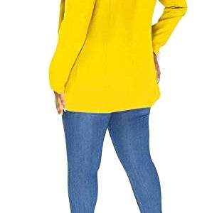 Womens Casual Blazers Open Front Puff Long Sleeve Lapel Work Office Blazers Bussiness Jackets Suit Coat Yellow XX-Large