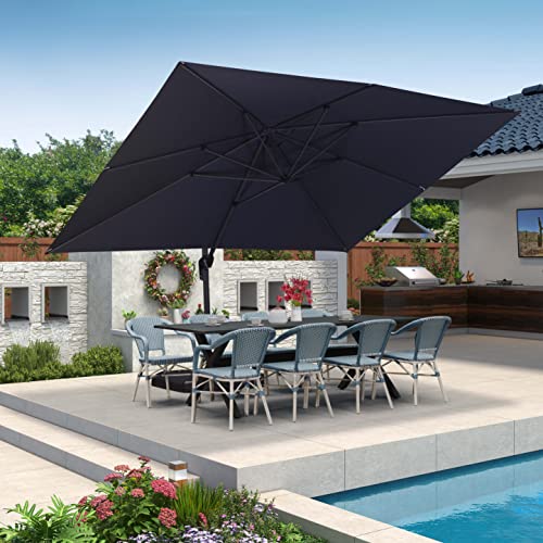 PURPLE LEAF 10' X 13' Patio Umbrella Outdoor Cantilever Rectangle Umbrella Aluminum Offset Umbrella with 360-degree Rotation for Garden Deck Pool Patio, Grey