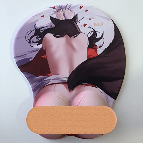 OMYOPPAI Oppai 3D Mouse Pad Anime Role Taihou Uncensored Cute Girl Hentai Mousepads with Soft Wrist Rest Support Silicone Gel Cushion Pad (White)