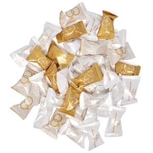 Gift Boutique Wedding 50th Anniversary Butter Mints Candies Bags 100 Count Individually Wrapped Mint Candy 13 Ounce Bag (368 g) Goodies Treat Sweets Buttercream Gold Heart Party Favor Supplies Decor