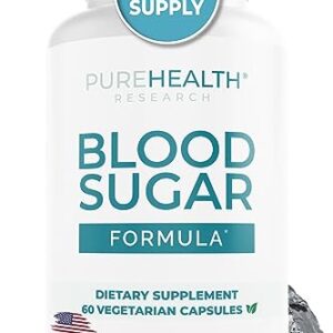 PUREHEALTH RESEARCH Glucose Balance Supplement - Blood Glucose Blend with Vitamin C, Magnesium, and Berberine for Men & Women, Increase Energy & Focus, Non-GMO, 60 Count