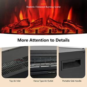 28 Inch Electric Fireplace with LED Realistic Flame Effect, Small Fireplace Insert with Remote 0.5H to 6H Timer Safety Overheat Protection, Fireplace Heater for Living Room Home Office, 1350W/900W