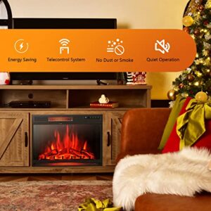 28 Inch Electric Fireplace with LED Realistic Flame Effect, Small Fireplace Insert with Remote 0.5H to 6H Timer Safety Overheat Protection, Fireplace Heater for Living Room Home Office, 1350W/900W