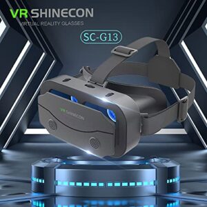 VR Headset Compatible with iPhone & Android Phone Within 4.7-7.2inch Display Screen- Universal Virtual Reality Goggles- Soft & Comfortable New 3D Glasses (G13-Black)