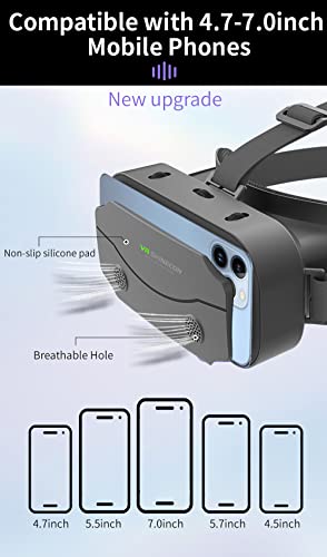 VR Headset Compatible with iPhone & Android Phone Within 4.7-7.2inch Display Screen- Universal Virtual Reality Goggles- Soft & Comfortable New 3D Glasses (G13-Black)