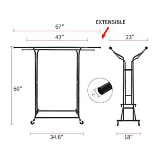 Fishat Heavy Duty Double Rod Garment Rack & Laundry Hamper Butler Cart Basket