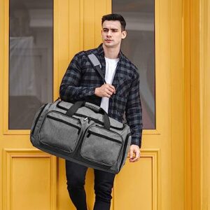 Duffle Bag for Men Travel, Large Duffle Bag Women Travel with Shoe Compartment Carry On Duffel Bag Waterproof 22 inch 50L Grey