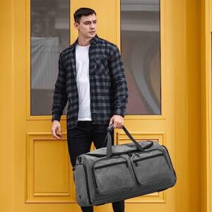 Duffle Bag for Men Travel, Large Duffle Bag Women Travel with Shoe Compartment Carry On Duffel Bag Waterproof 22 inch 50L Grey