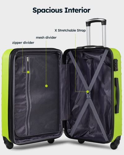 3 Piece Luggage Set Expandable (Only 24" & 28"), Hard Suitcase Set with Spinner Wheels and TSA Lock, Travel Luggage Set (Green Lime)