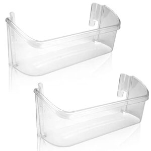 240323002 refrigerator door bin shelf compatible with frigidaire, replacement part ap2115742 ps429725 clear refrigerator side bottom shelf (2 pack)