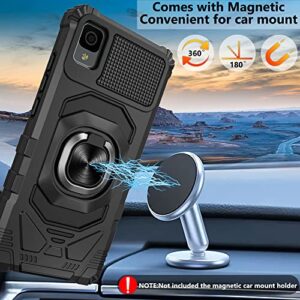 Jshru Compatible for TCL 30Z Phone Case with Ring Kickstand,for TCL 30 LE Heavy Duty Drop Protector Cover for Men & Women,Armor Shockproof Series Case for TCL 30Z,Black