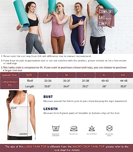 TELALEO 5 Pack Workout Tank Tops for Women, Athletic Racerback Sports Tank Tops, Compression Sleeveless Dry Fit Shirts Black/Grey/White/Light Grey/Purple M/02