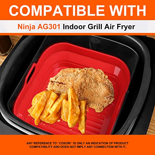 Silicone Air Fryer Liner for Ninja Air Fryer, 2-Pack Reusable Air Fryer Silicone Basket Silicone Pot Round Air fryer Oven Accessories Compatible with Ninja Foodi AG301 Air Fryer Indoor Grill