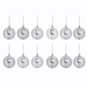 12 pack mirror disco ball ornaments, 2.36 inch small silver disco balls for 70s disco party decoration, club home wedding decoration, christmas tree ornaments