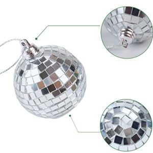 12 Pack Mirror Disco Ball Ornaments, 2.36 inch Small Silver Disco Balls for 70s Disco Party Decoration, Club Home Wedding Decoration, Christmas Tree Ornaments