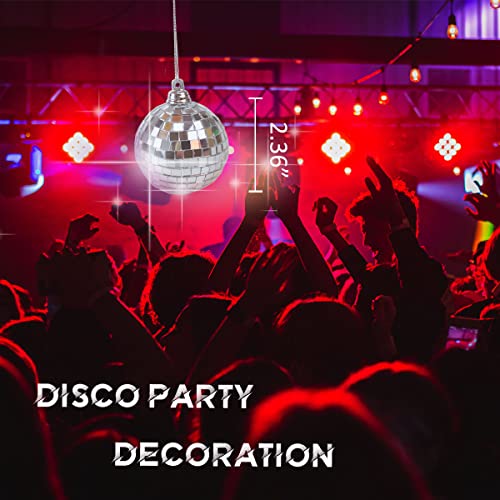 12 Pack Mirror Disco Ball Ornaments, 2.36 inch Small Silver Disco Balls for 70s Disco Party Decoration, Club Home Wedding Decoration, Christmas Tree Ornaments