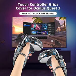 AIXOTO VR Accessories for Oculus Mate Quest 2, 4 in 1 Set Include Silicone Face Cover, Controller Grip Cover, VR Shell Cover, Lens Cover and 10PCS Disposable Eye Cover (Phantom)