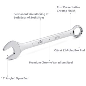 13-Piece Complete SAE Combination Wrench Set in Roll-up Pouch, No Skipped Inch Sizes from 1/4” to 1” | Best Value Wrench Set, Ideal for General Household, Garage, Workshop, Auto Repairs, Emergency