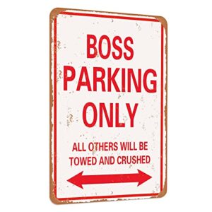 Daxionry 12X8 - BOSS Parking only vintage look funny mental tin sign-inches-Aluminum