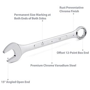 14-Piece Essential Metric Combination Wrench Set in Roll-up Pouch, No Skipped Metric Sizes 6mm - 19mm | Best Value Wrench Set, Ideal for General Household, Garage, Workshop, Auto Repairs, Emergency