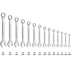 14-Piece Essential Metric Combination Wrench Set in Roll-up Pouch, No Skipped Metric Sizes 6mm - 19mm | Best Value Wrench Set, Ideal for General Household, Garage, Workshop, Auto Repairs, Emergency