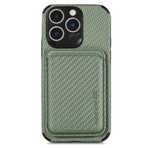 eve - [3 in 1] for iphone 14 pro max case & vegan leather card slot set, shockproof and magsafe magnet built-in wireless charging compatible designed [2022] - green