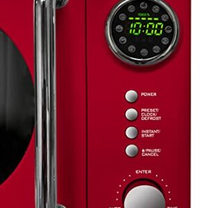 Nostalgia Retro Compact Countertop Microwave Oven, 0.7 Cu. Ft. 700-Watts with LED Digital Display, Child Lock, Red & WK17RR Retro Stainless Steel Electric Water Kettle, Holds 1.7 Liters, retro red