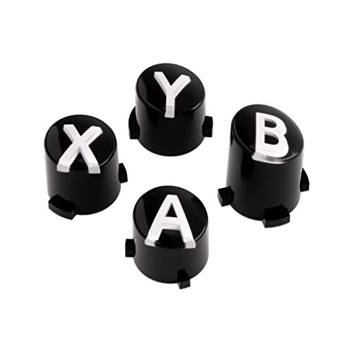 eXtremeRate Replacement Custom ABXY Action Buttons for Xbox Series X & S Controller, Three-Tone Black & Clear with White Classic Symbols A B X Y Keys for Xbox One S/X, Elite V1/V2 Controller