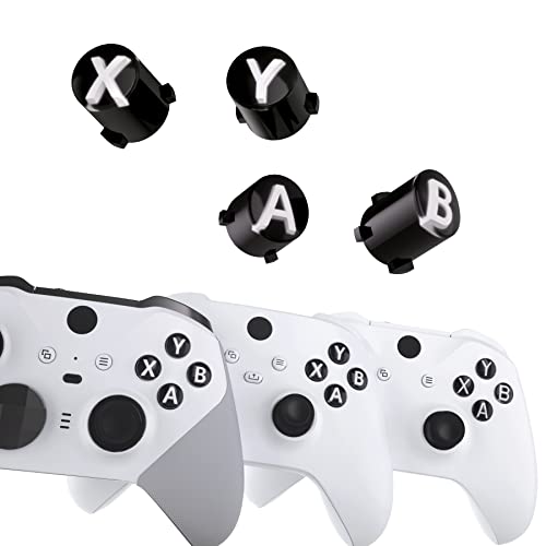 eXtremeRate Replacement Custom ABXY Action Buttons for Xbox Series X & S Controller, Three-Tone Black & Clear with White Classic Symbols A B X Y Keys for Xbox One S/X, Elite V1/V2 Controller