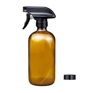 Easeen 2 Pack of 16 oz Amber Glass Spray Bottles – Refillable Clear Containers with Adjustable Sprayer for Essential Oils, Plants, Cleaning Products, Cooking