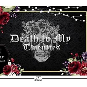 SENDY 7x5ft Death to My Twenties Backdrop RIP to My 20s Birthday Photography Background Burgundy Rose Gothic Skull Tombstone Thirties Birthday Party Decorations Banner Photo Studio Props