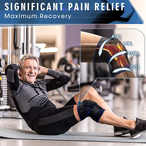 IPOW SPORTS Professional Knee Support for Men & Women with Patella Gel Pad, Knee Brace with Side Stabilizers for Meniscus Tear, Arthritis Pain, ACL