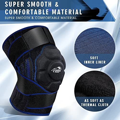 IPOW SPORTS Professional Knee Support for Men & Women with Patella Gel Pad, Knee Brace with Side Stabilizers for Meniscus Tear, Arthritis Pain, ACL