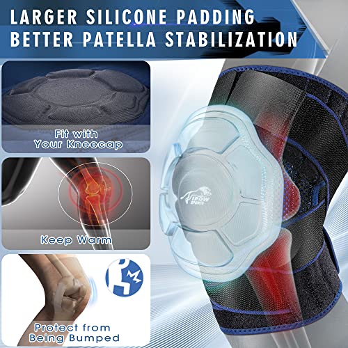 IPOW SPORTS Professional Knee Support for Men & Women with Patella Gel Pad, Knee Brace with Side Stabilizers for Meniscus Tear, Arthritis Pain, ACL