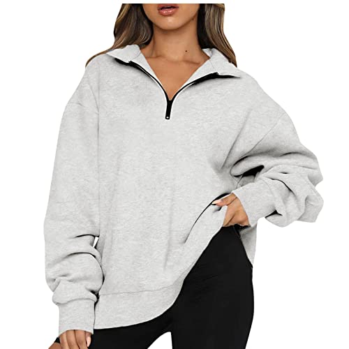 DOLKFU Womens Oversized Dupes Scuba Hoodie Pullover Sweater Long Sleeve Sweatshirt Trendy 2022 Winter Y2K Ouffits Clothes Gray #18 X-Large