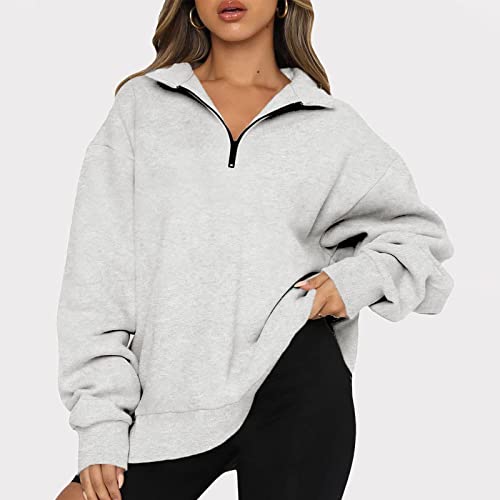 DOLKFU Womens Oversized Dupes Scuba Hoodie Pullover Sweater Long Sleeve Sweatshirt Trendy 2022 Winter Y2K Ouffits Clothes Gray #18 X-Large