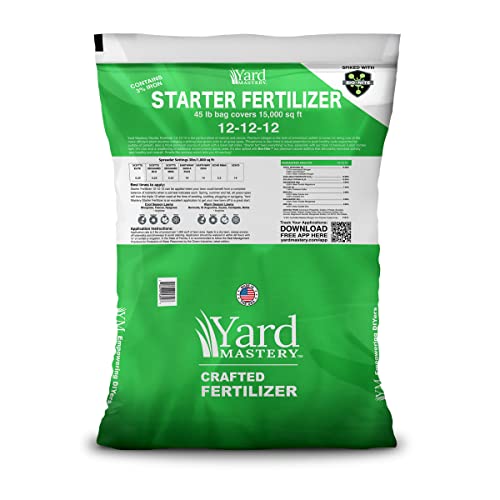 12-12-12 Starter Fertilizer with 3% Iron and Bio-Nite - 45lbs Covers 15,000 Square Feet Granular Lawn Fertilizer 12% Ammonium Sulfate, 12% Phosphorous, 12% Potassium with Micronutrients